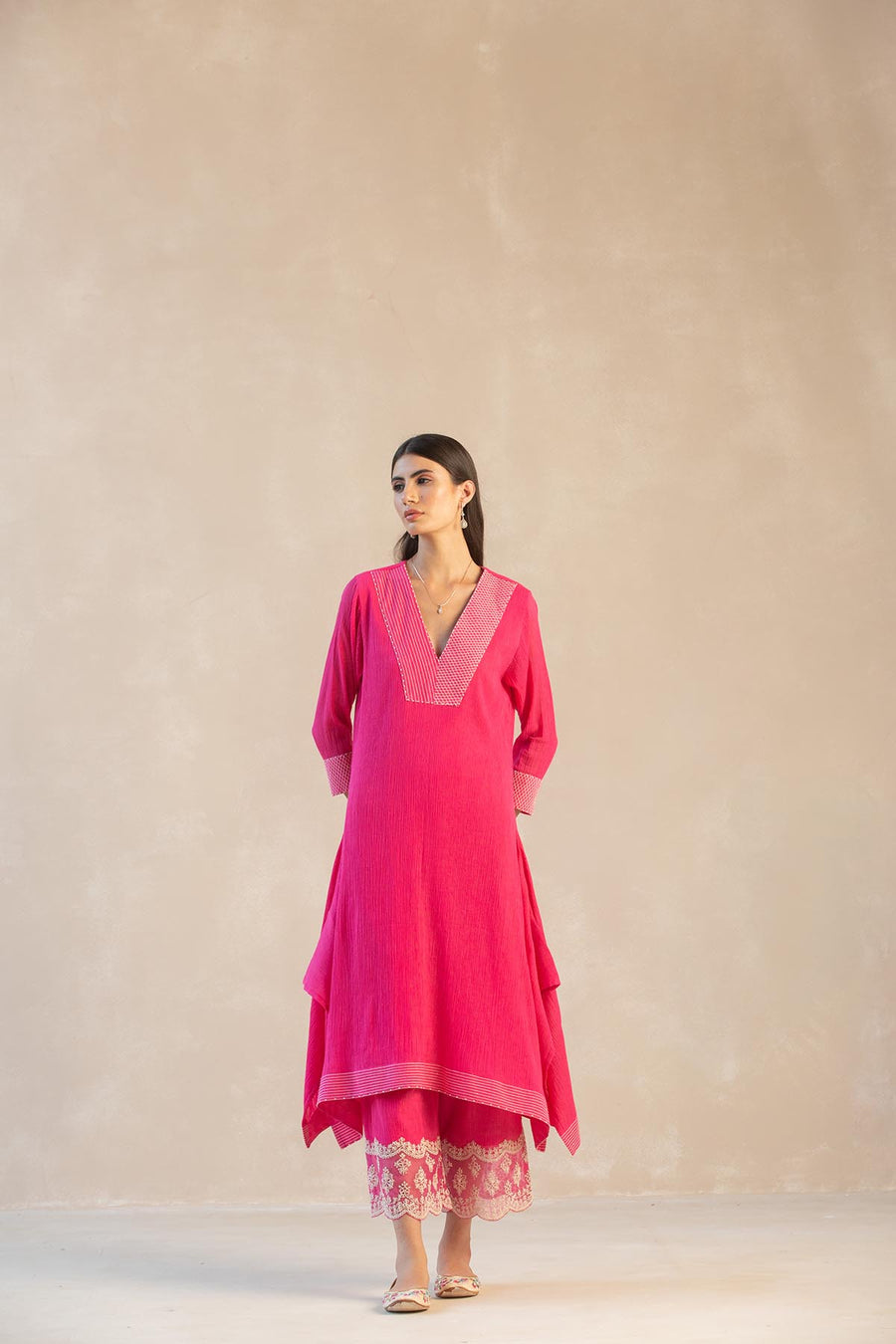 Waterfall Hemline Kurta Set – Sureena Chowdhri